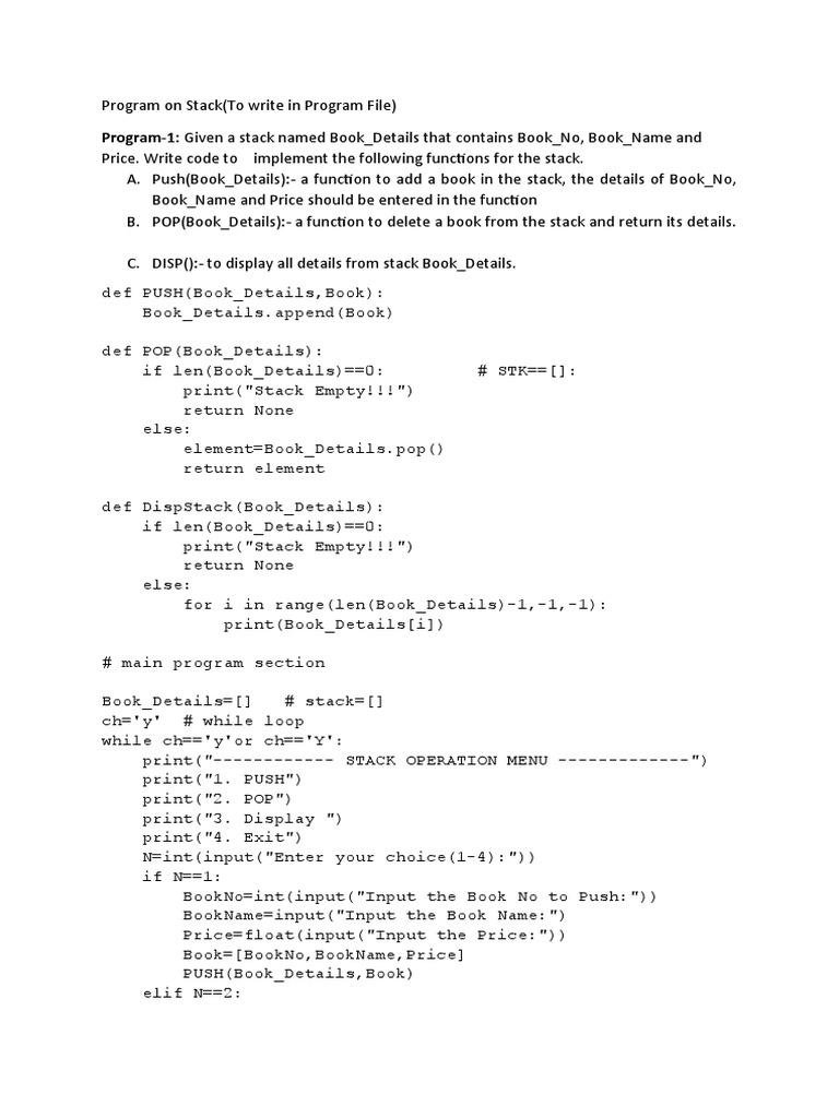 Program-1: Given A Stack Named Book - Details That Contains Book - No ...