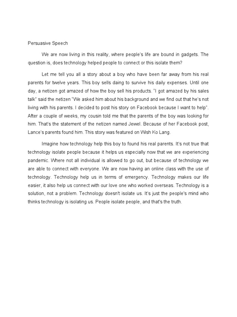 Speech About Gadgets | PDF | Social Science