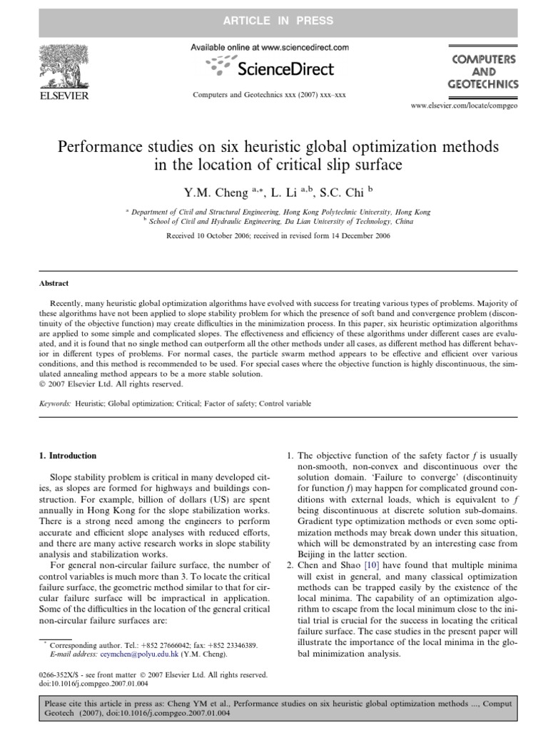Slope Stabilité | PDF | Mathematical Optimization | Genetic Algorithm