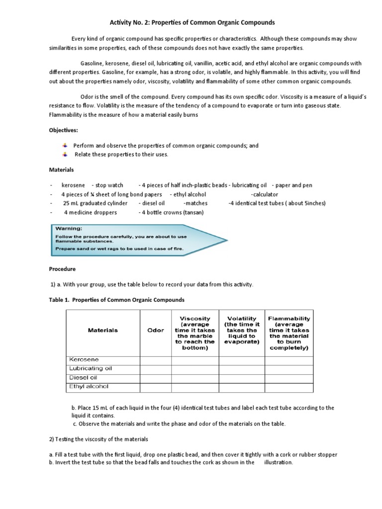 Properties and Uses of Organic Compounds | PDF | Liquids | Oil