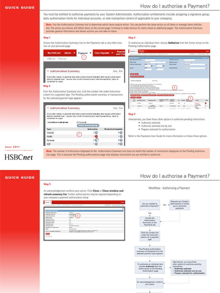 HSBCnet How To Authorise A Payment | PDF | Software | Computing