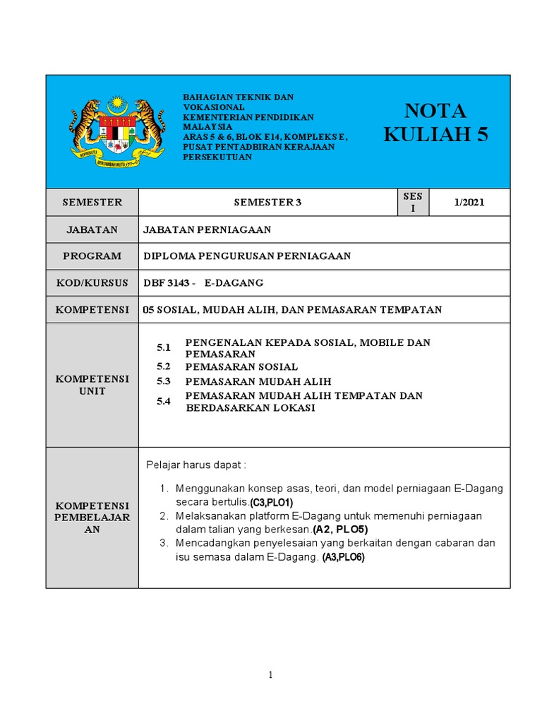 ECOM - NOTA KULIAH 5 KVK | PDF