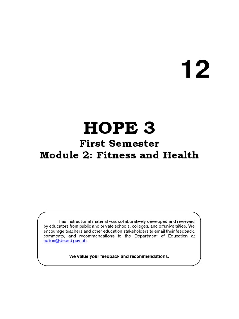 Hope 3: First Semester Module 2: Fitness and Health | Download Free PDF ...