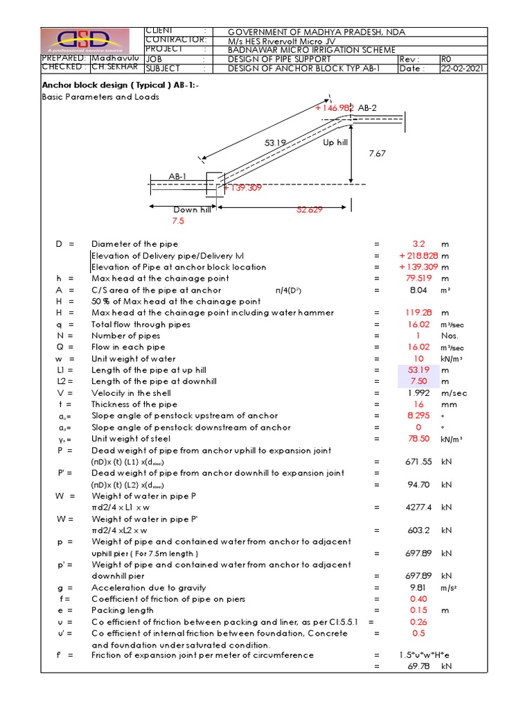 Anchor Block Design (Typical) AB-1 | PDF | Mechanical Engineering ...