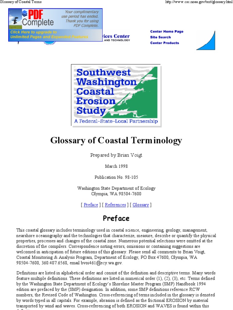 Coastal Terminology Glossary | PDF | Tide | Beach