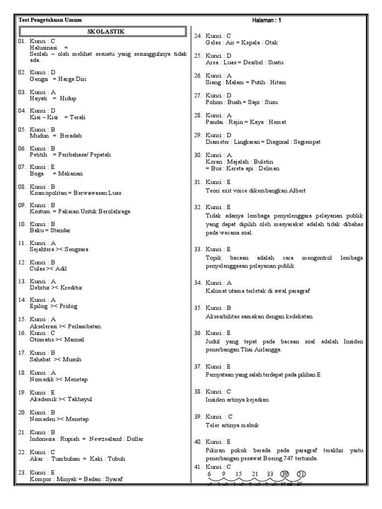 Kunci Try Out Ujian Cpns Bagian 2 | PDF