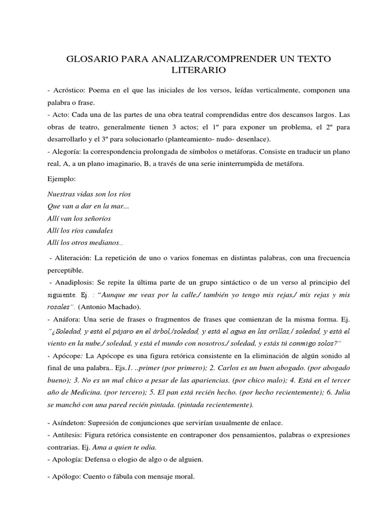 Glosario de Términos Literarios | PDF | Poesía | Rima