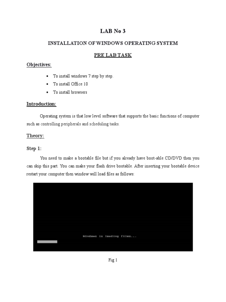 Lab N O3: Installation of Windows Operating System | PDF | Installation ...