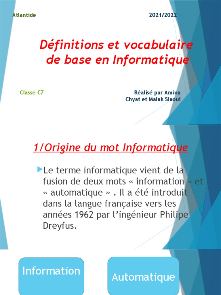 Vocabulaire de base en informatique | PDF | Art | Ordinateurs