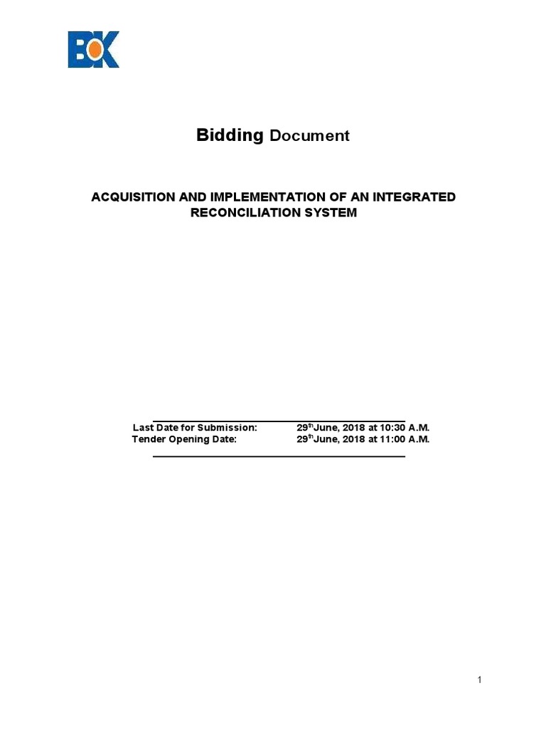 Integrated Reconciliation System Bid Document | PDF | Audit ...