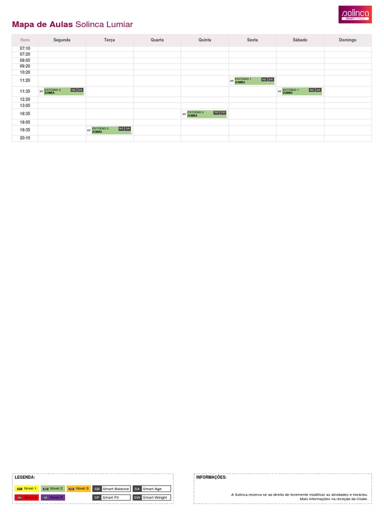 Mapa de Aulas Solinca Lumiar | PDF