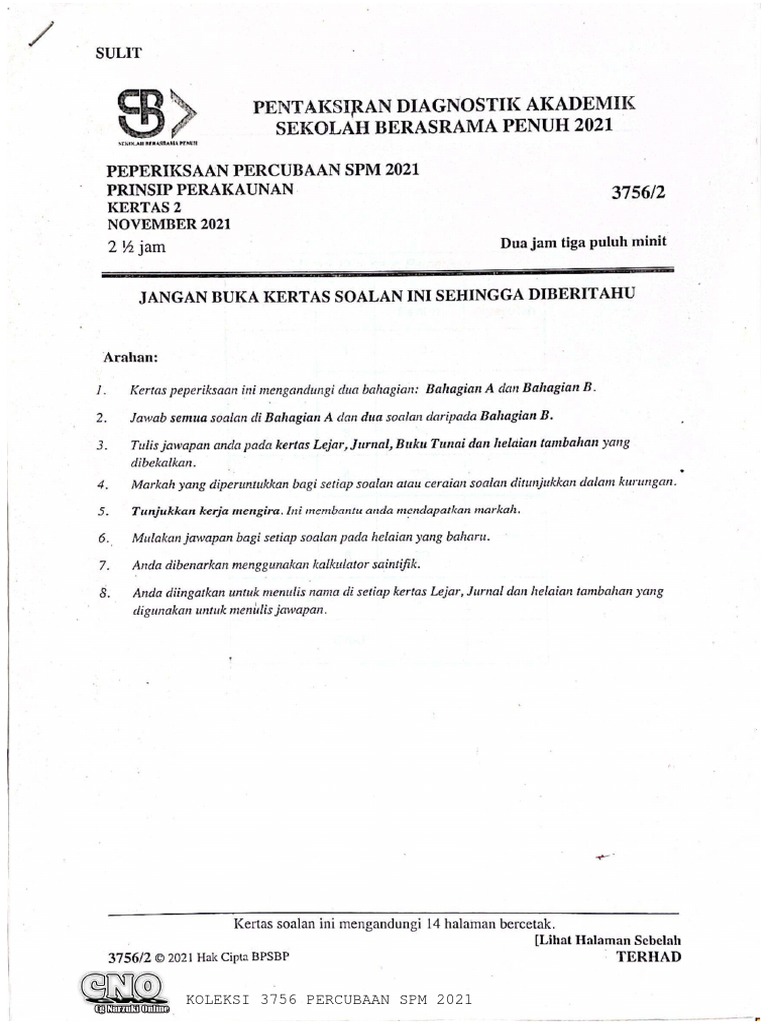 Koleksi Jawapan SPM 2021 Perakaunan | PDF