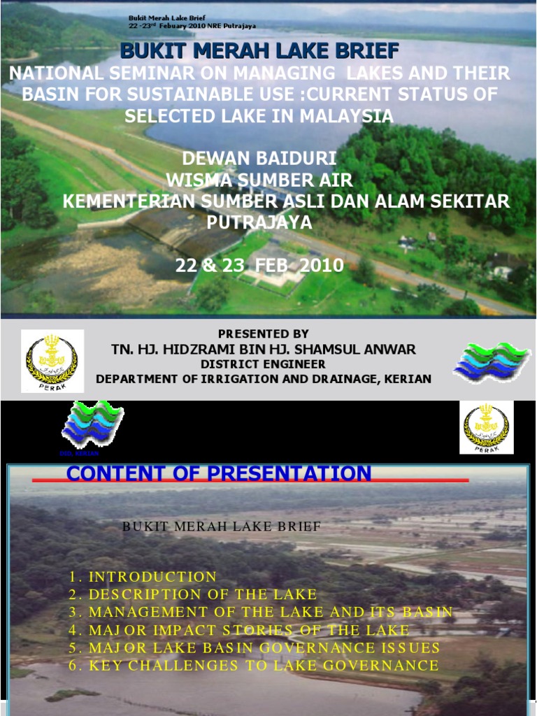 Bukit Merah Lake Brief: Managing the Lake for Sustainable Use | PDF ...