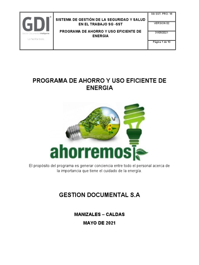 Programa de Ahorro Energético GDI | PDF | Uso eficiente de energía ...