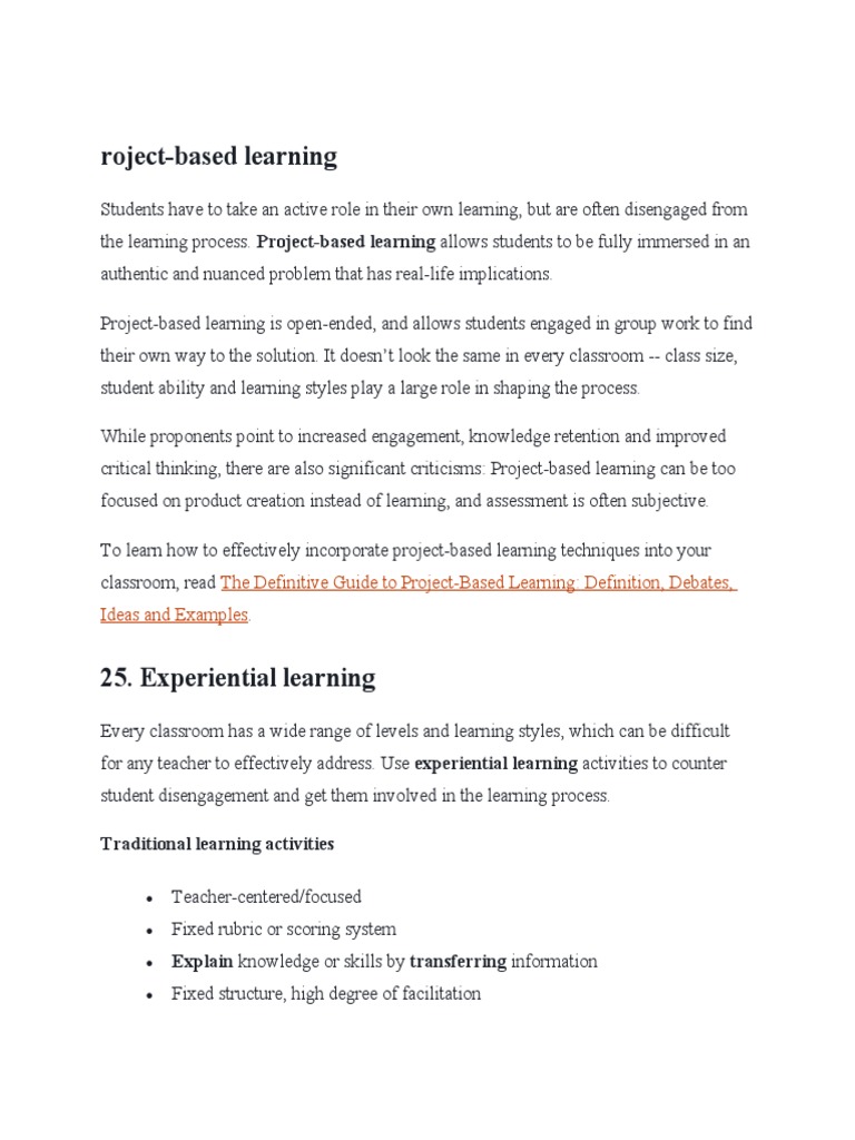 Roject-Based Learning: The Definitive Guide To Project-Based Learning ...
