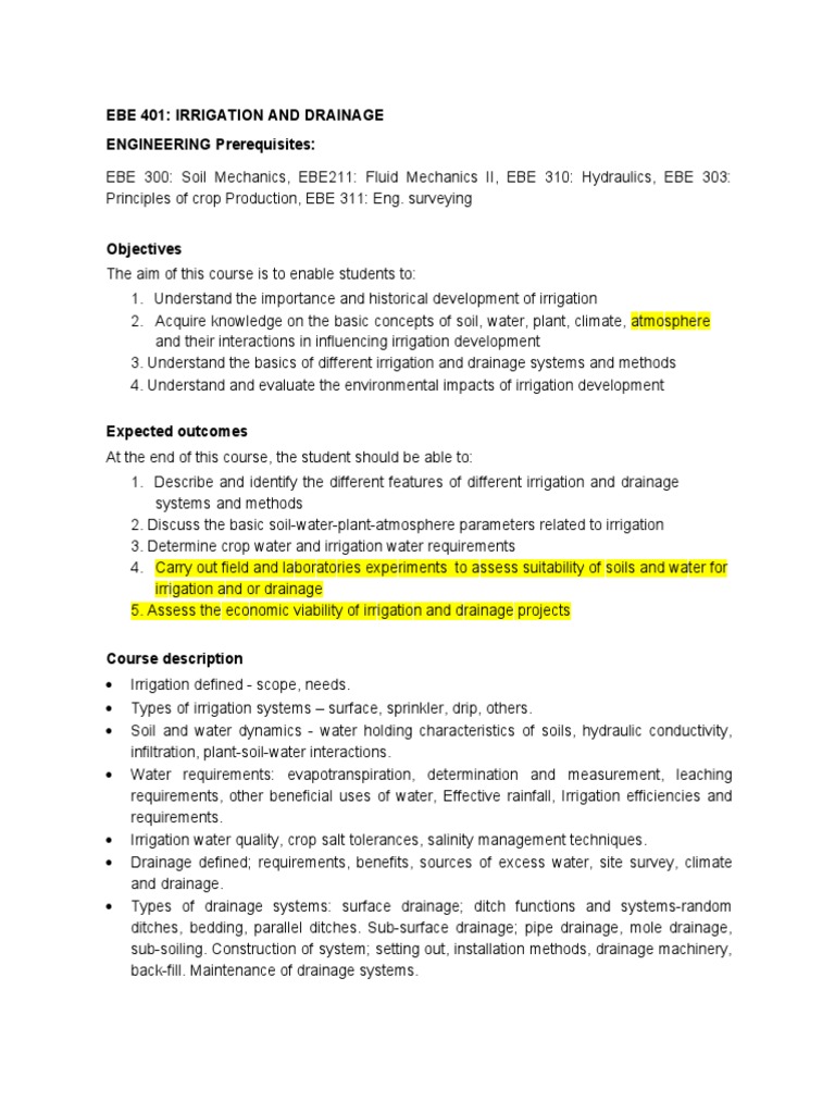 Irrigation and Drainage Engineering Course | PDF | Irrigation | Soil