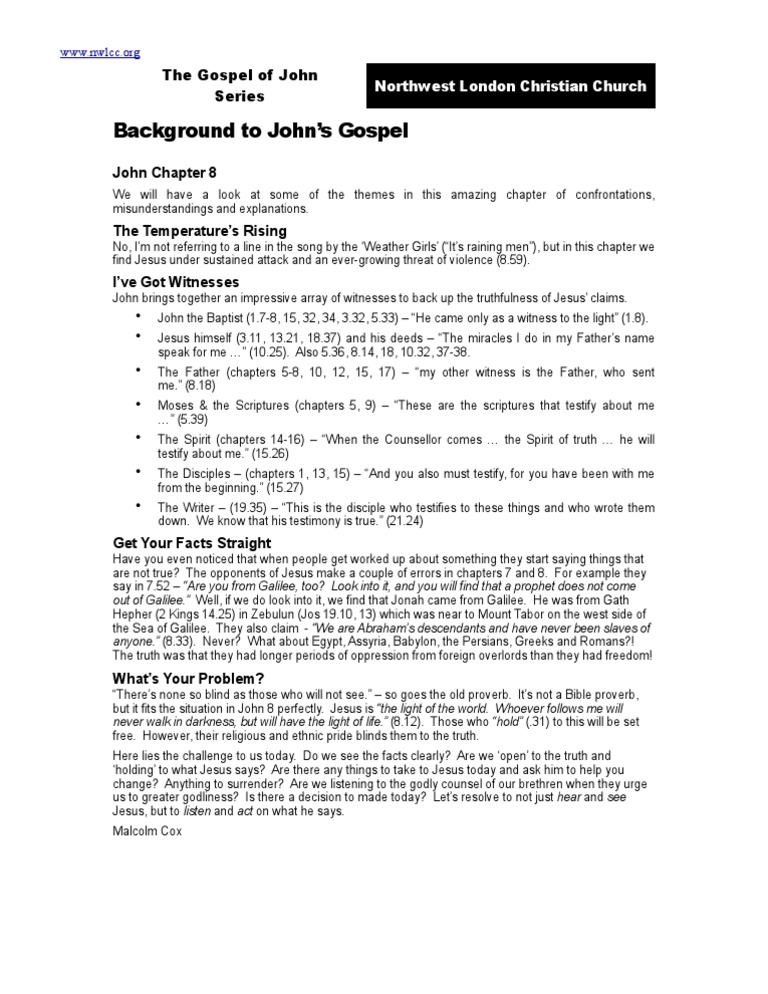 John Chapter 8 | PDF | Gospel Of John | John The Baptist