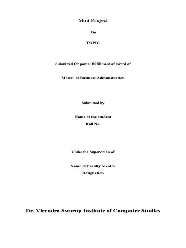 Mini Project: Dr. Virendra Swarup Institute of Computer Studies | PDF