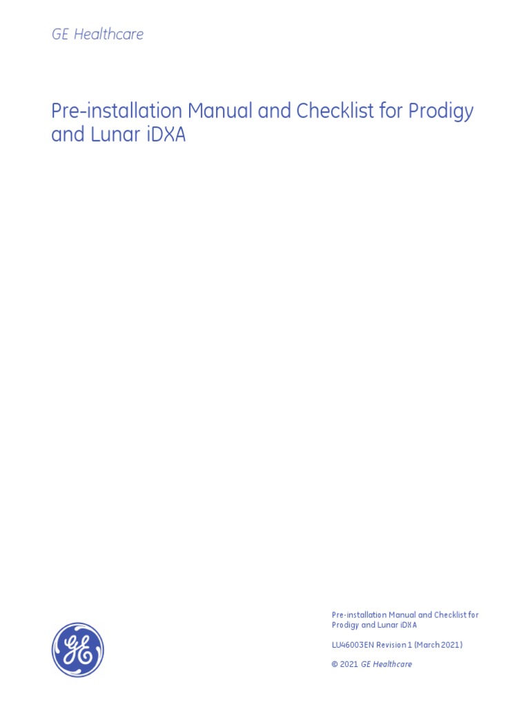 Pre-Install Manual Lunar Prodigy (GE) | PDF | Electromagnetic ...