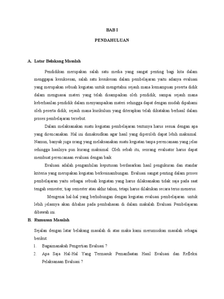 Makalah Pemanfaatan Hasil Evaluasi Dan Refleksi Pelaksanaan Evaluasi | PDF
