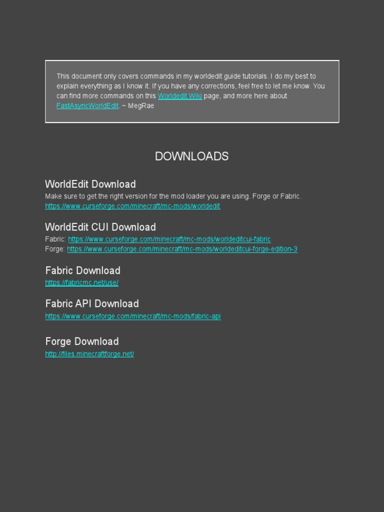 Worldedit Guide Command List | PDF | Geometry