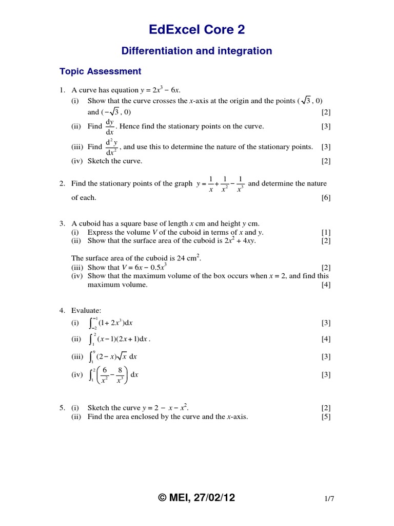 C2 Differentiation and Integration | PDF | Tangent | Area
