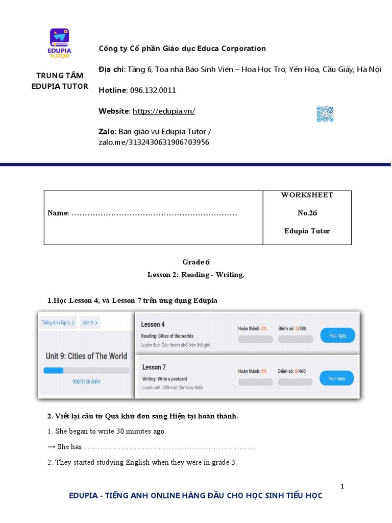 6D MW26 Worksheet | PDF