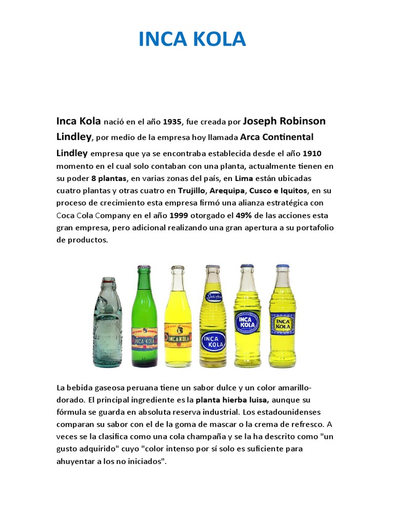 Historia y evolución de Inca Kola | PDF | Refresco | Comida y bebida