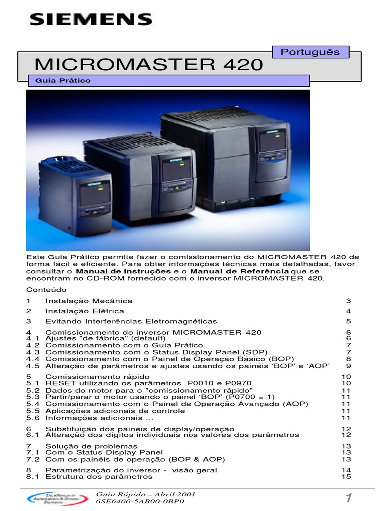 Guia Prático do Inversor Micromaster 420 | PDF | Frequência | Potência ...