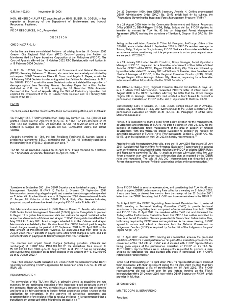 DENR Vs Picop DECISION | PDF | Injunction | Mandamus
