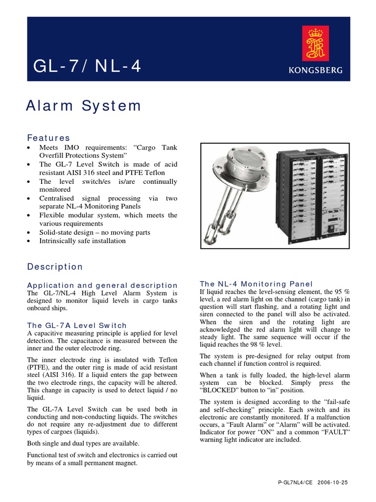 DS-Kongsberg-High Level Alarm Sensor GL-7A | PDF | Relay | Switch