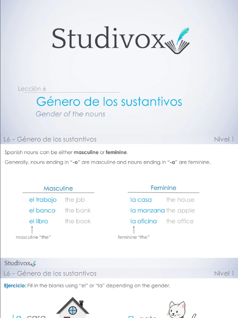 Leccion 6 N1 Genero de Los Sustantivos | PDF