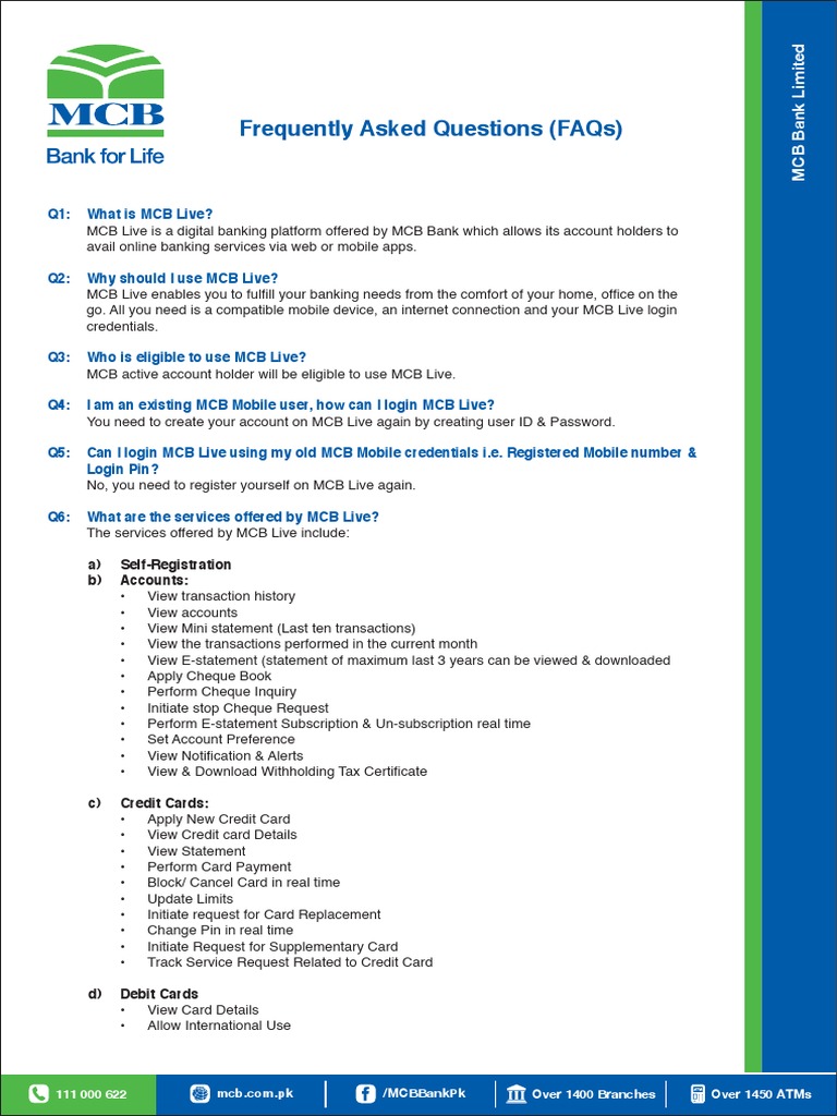 Frequently Asked Questions (Faqs) : Over 1450 Atms Over 1400 Branches ...