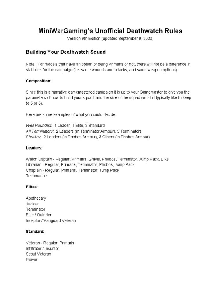 Deathwatch 9th Edition Rules | PDF