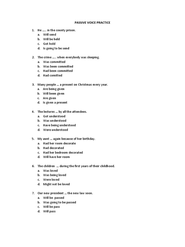 Passive Voice Practice | PDF