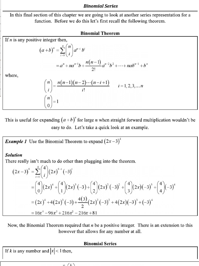 Binomial Theorem Fractional Powers | PDF | Combinatorics | Number Theory