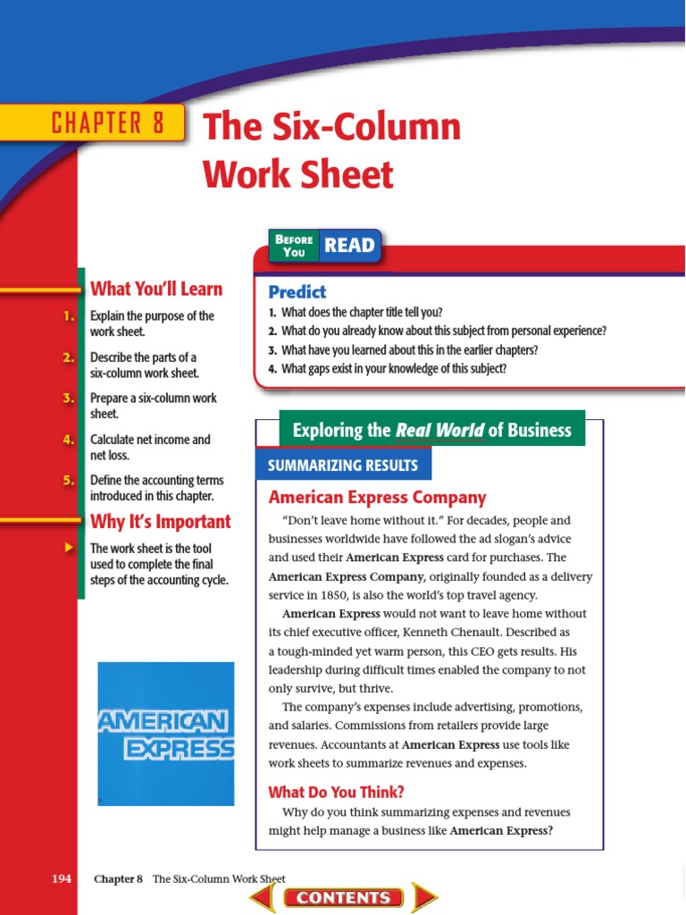 The Six-Column Work Sheet: What You'll Learn | PDF | Debits And Credits ...
