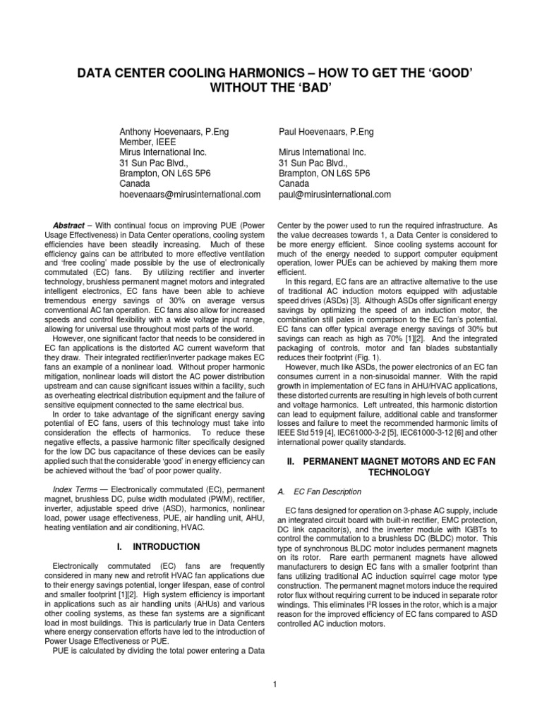 Mitigating Harmonics in EC Fan Systems | PDF | Power Inverter | Rectifier