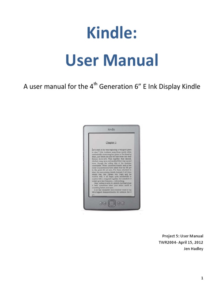 A User Manual For The 4 Generation 6" E Ink Display Kindle | Download ...