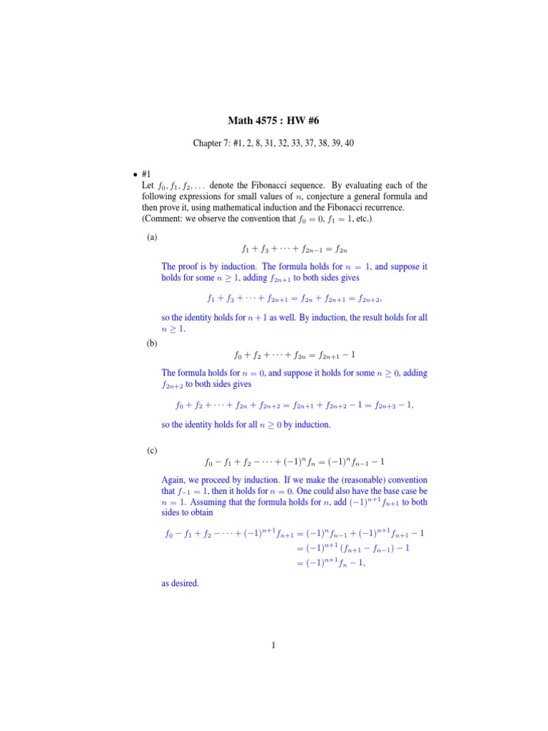 Math4575 Hw Chapter7 Pdf Recurrence Relation Mathematical Logic