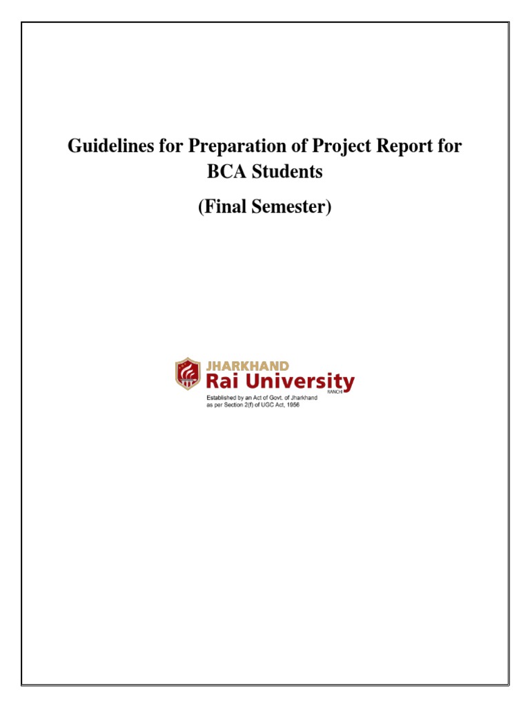 Guidelines for Preparing a Comprehensive Project Report for BCA ...