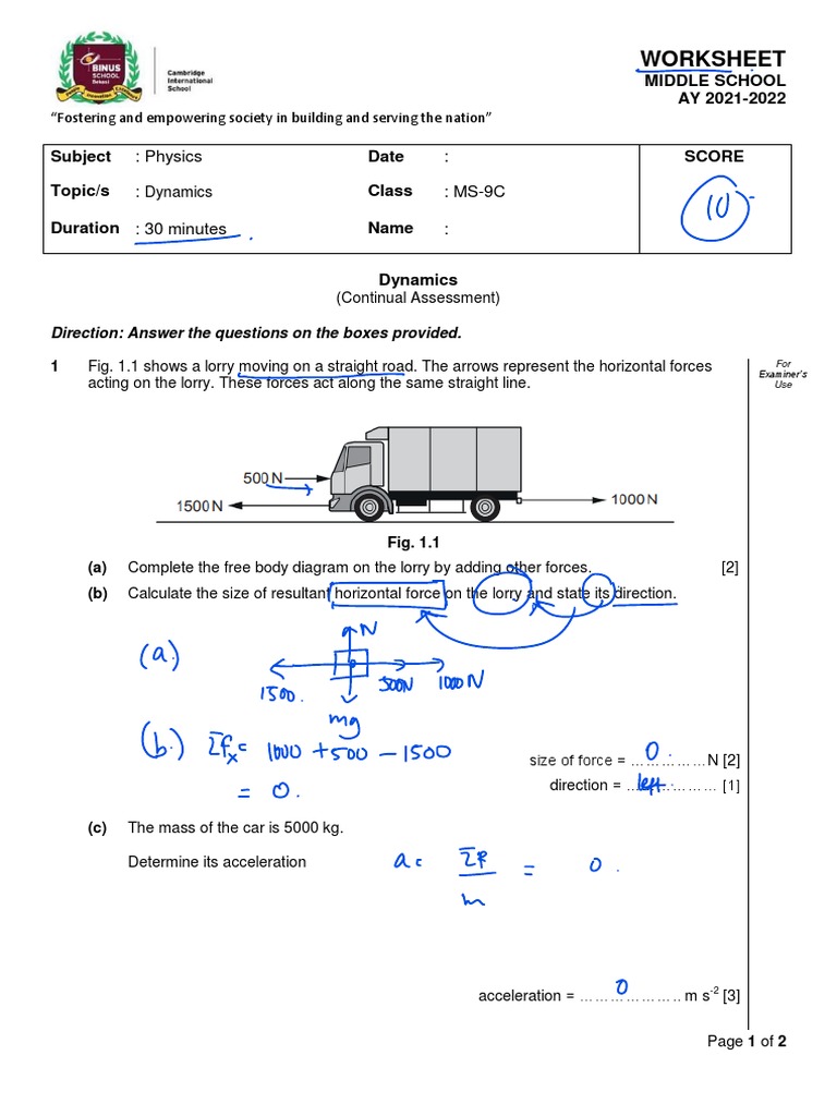 Worksheet:: Physics::: MS-9C | PDF | Force | Metrology