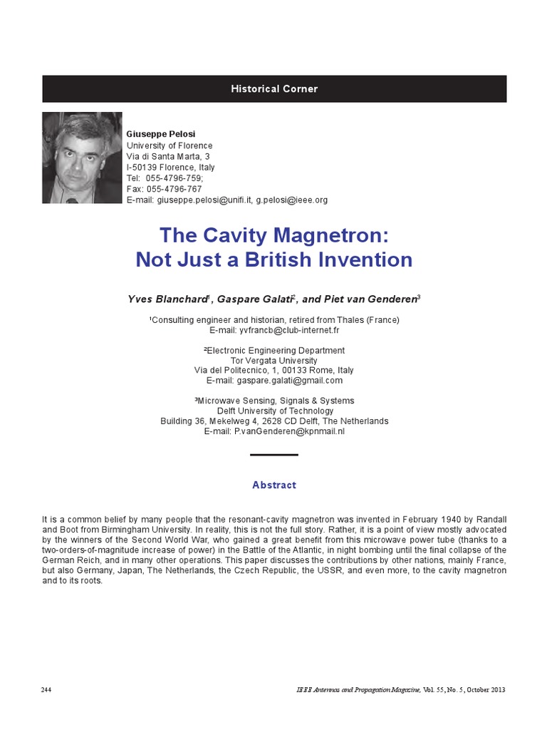 Not Just A British Invention Cavity Magnetron | PDF | Vacuum Tube ...