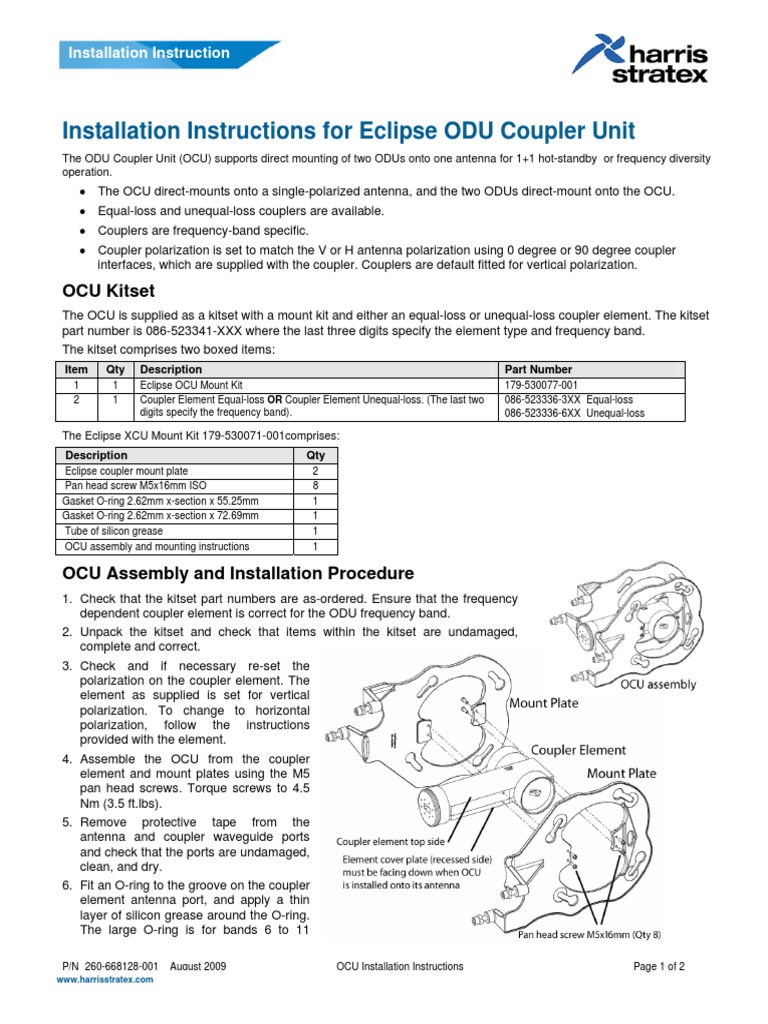 Installation Instructions For Eclipse ODU Coupler Unit | PDF | Nut ...