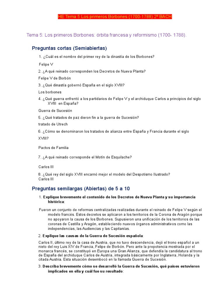 Tema 5 Actividades | PDF | España | Imperio español