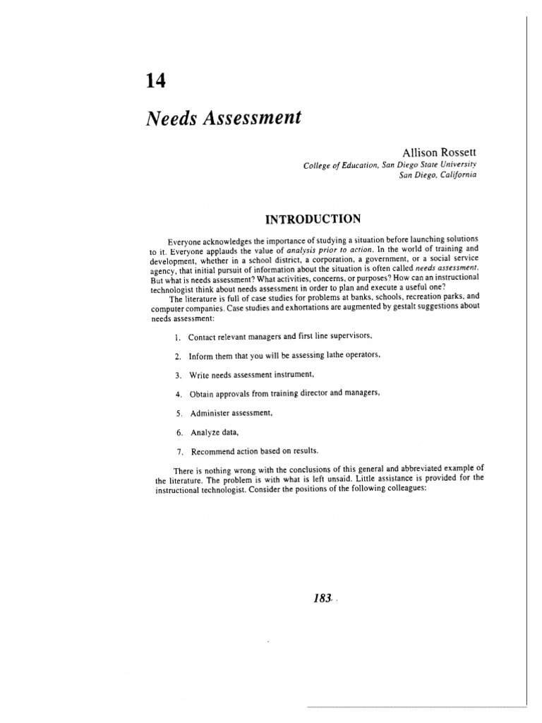 Understanding Needs Assessment in Tech | PDF | Needs Assessment ...