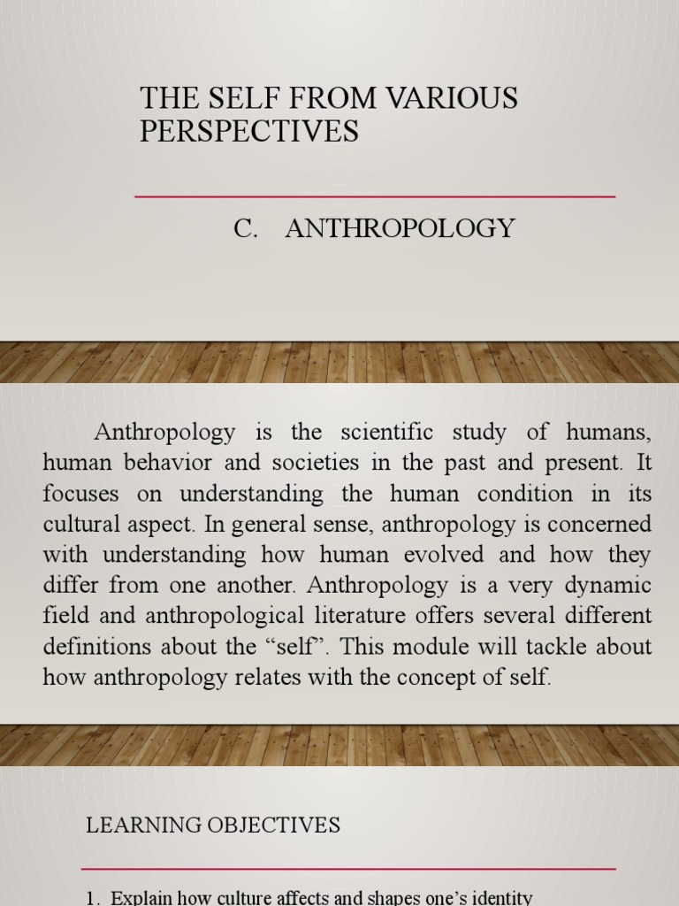 The Self From Various Perspectives: C. Anthropology | PDF | Identity ...