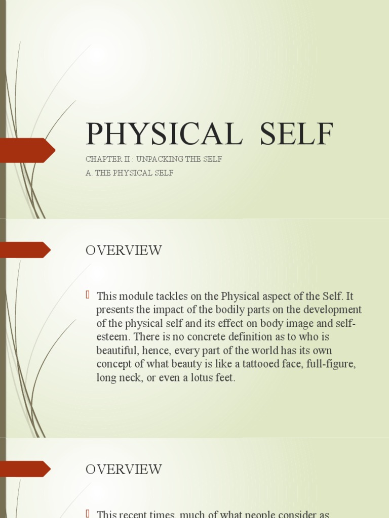Physical Self: Chapter Ii: Unpacking The Self A. The Physical Self ...