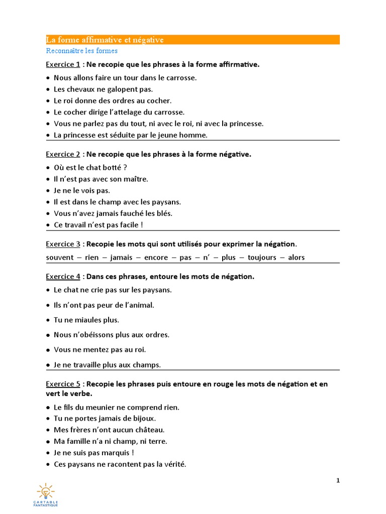 Affirmation et Négation en Français | PDF | Arts du langage et ...