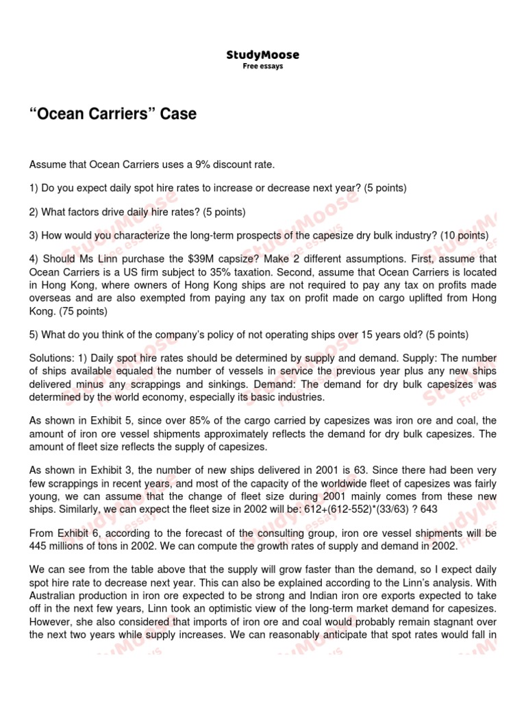 "Ocean Carriers" Case | PDF | Depreciation | Ships
